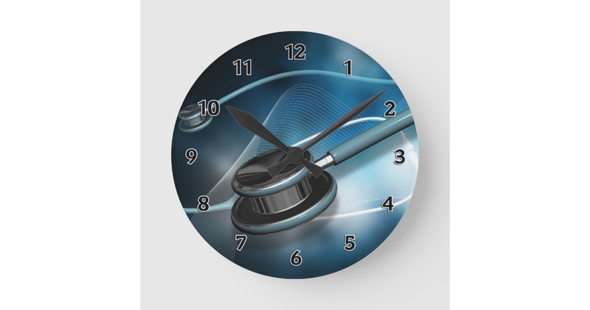 Nurse Medical Stethoscopes Round Clock | Zazzle