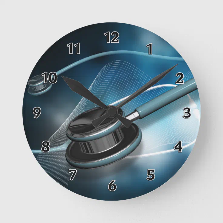 Nurse Medical Stethoscopes Round Clock | Zazzle