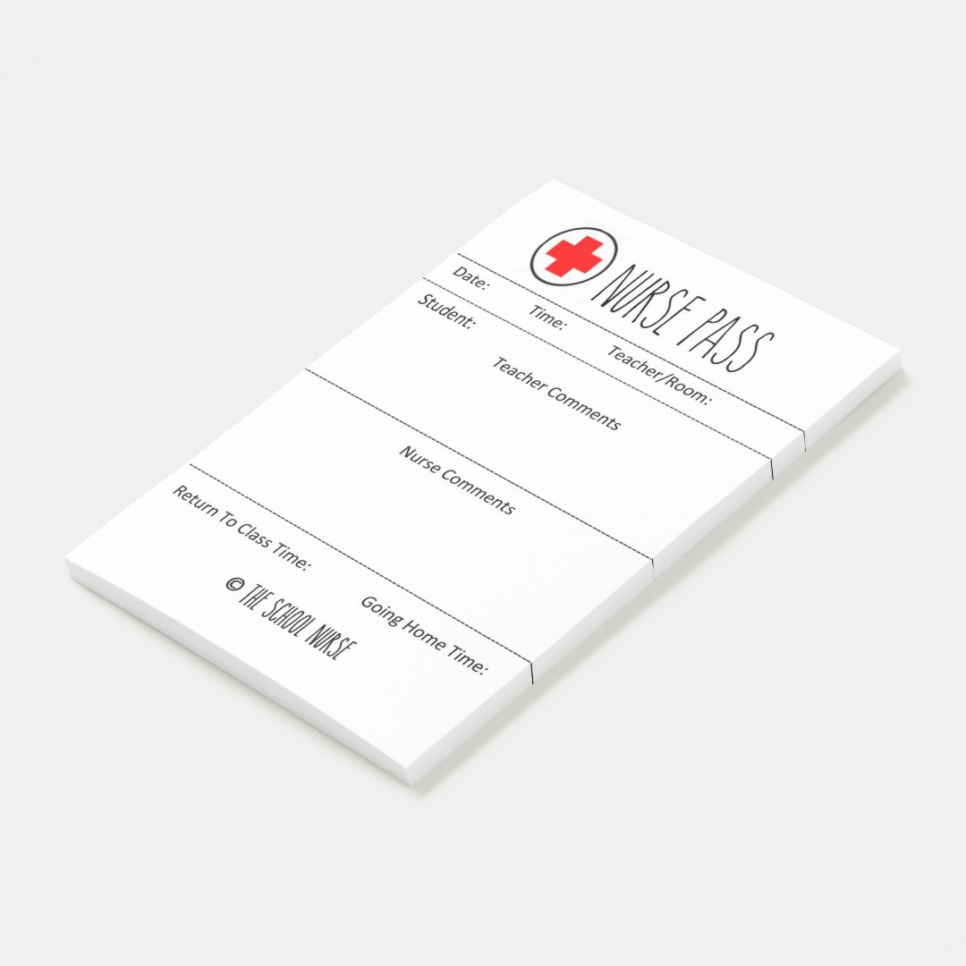 Nurse Pass for any Teacher or School Nurse Post-it Notes | Zazzle