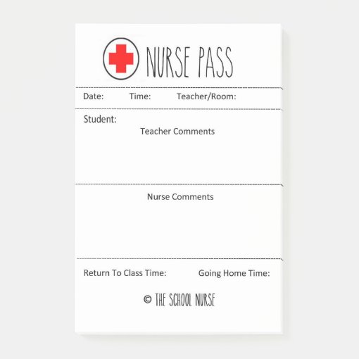 Nurse Pass for any Teacher or School Nurse Post-it Notes | Zazzle