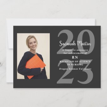 Nurse Photo 2023 Graduation Black Announcement | Zazzle