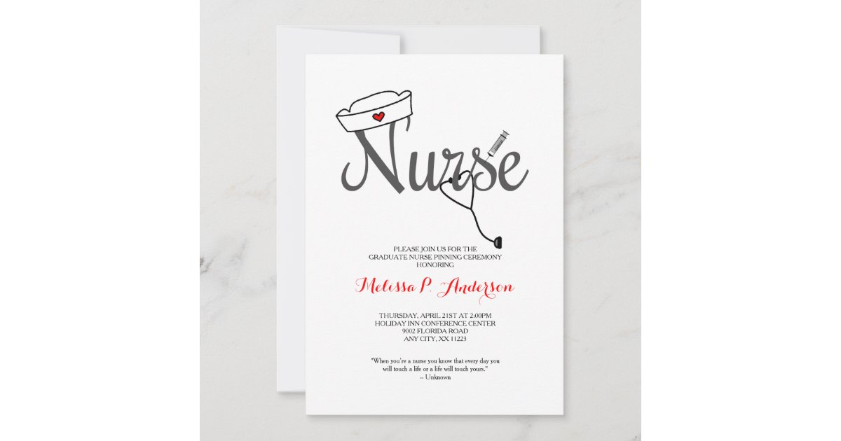 Nurse Pinning Ceremony Invite, fun RN graduation Invitation | Zazzle
