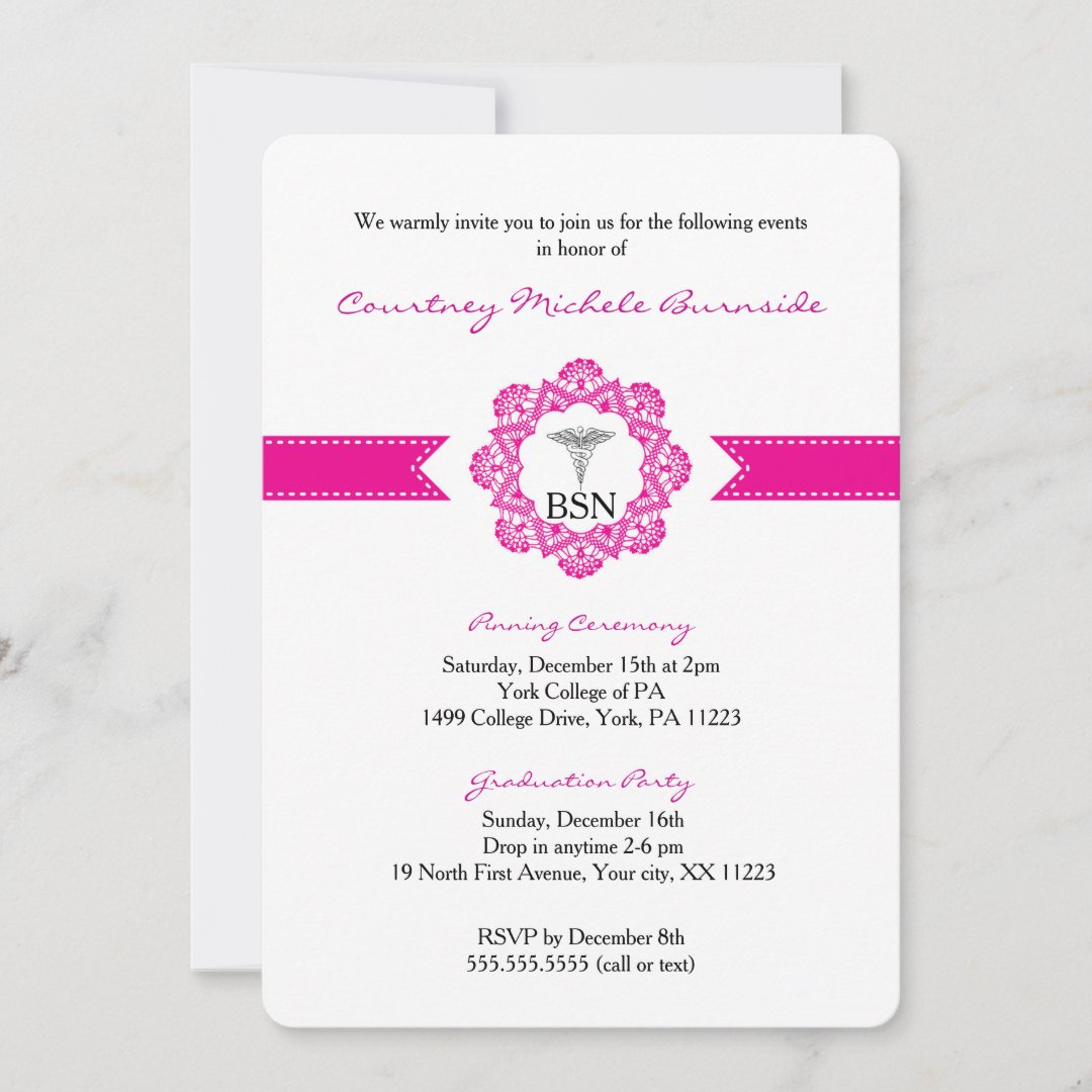 Nurse pinning ceremony or graduation party RN BSN Invitation | Zazzle