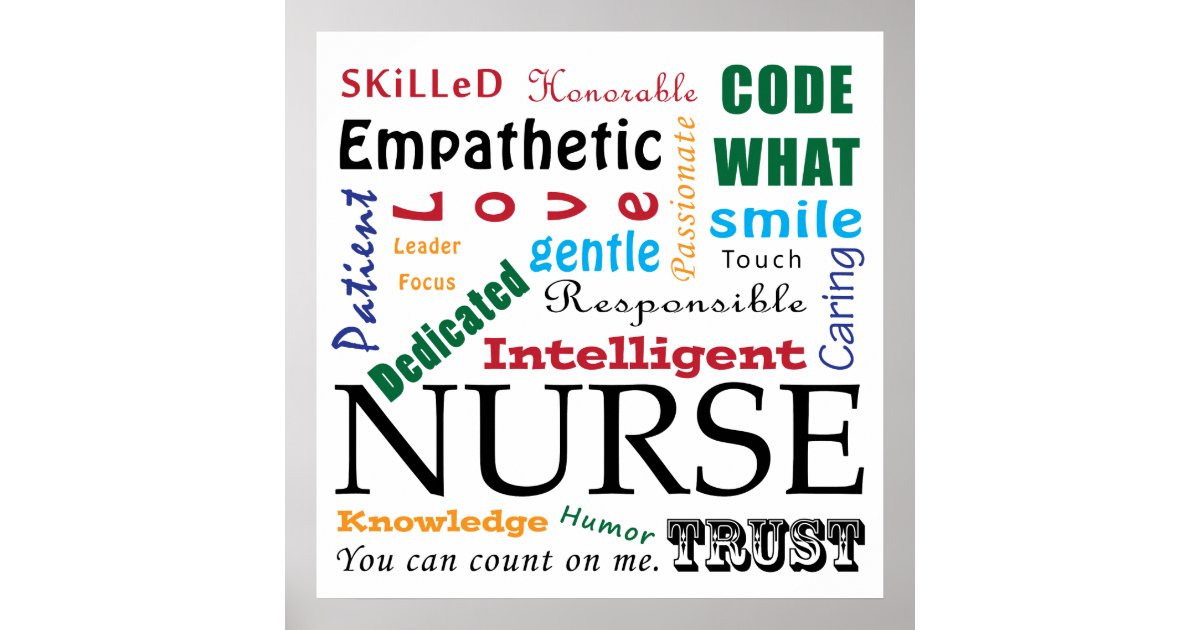 NURSE Poster Art WORDS DESCRIBE NURSES RNs Zazzle nurse-poster-art-words-describe-nurses-rns-zazzle