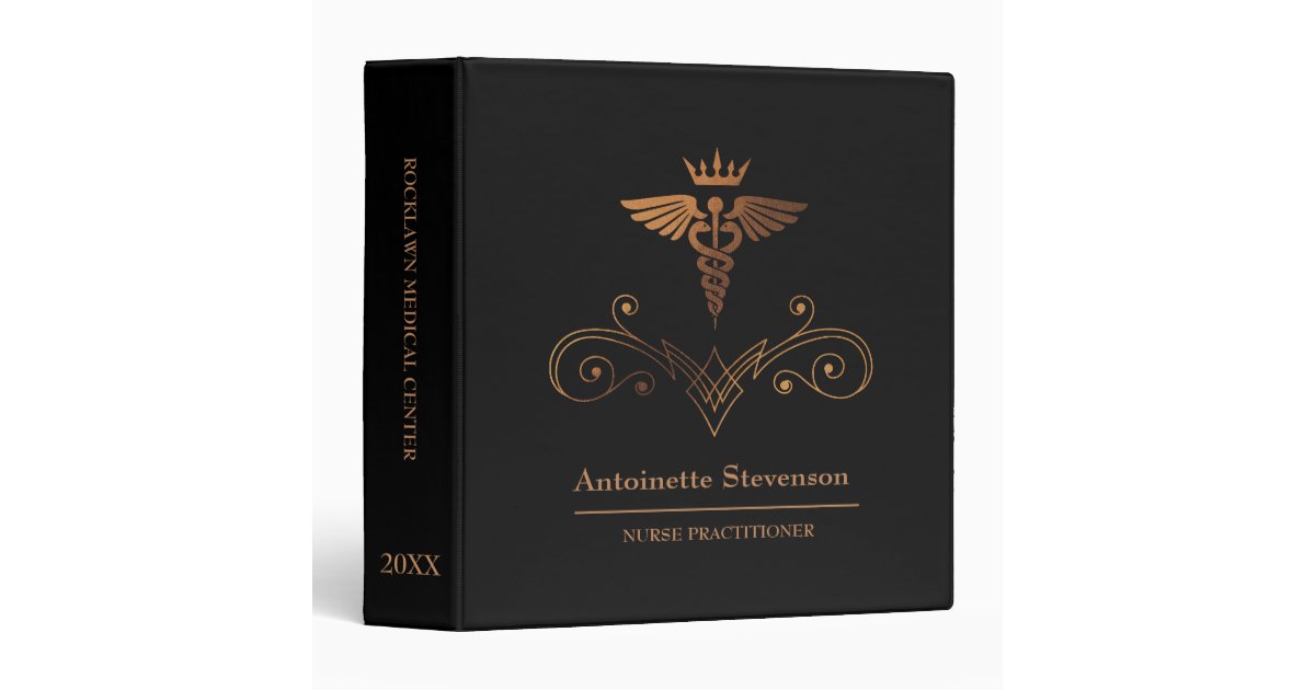 Nurse Practitioner Caduceus 3 Ring Binder | Zazzle