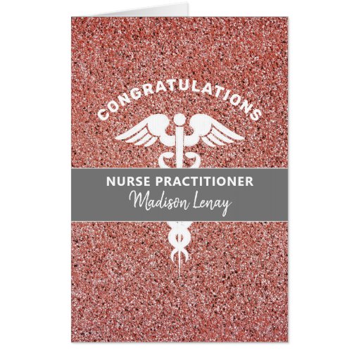 Nurse Practitioner Graduation Rose Gold Name Big Card | Zazzle
