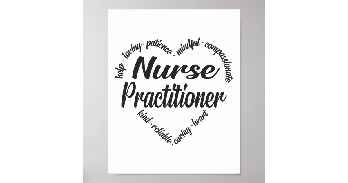 Nurse Practitioner Heart Word Cloud Poster | Zazzle