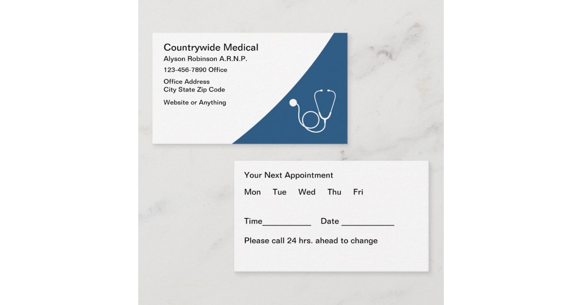 Nurse Practitioner Medical Office Appointment Card | Zazzle