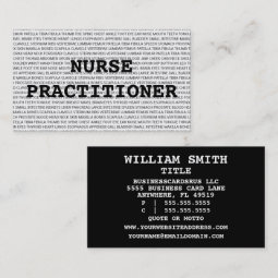Nurse Practitioner Medical Words Business Card | Zazzle