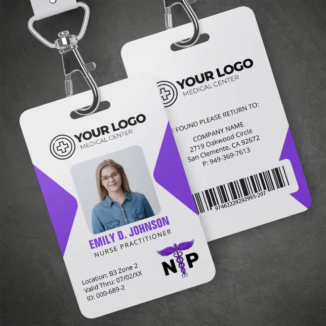 Nurse Practitioner NP Logo Photo & Barcode Badge | Zazzle