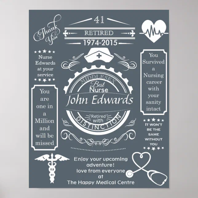 nurse Retirement long service award medical Poster | Zazzle