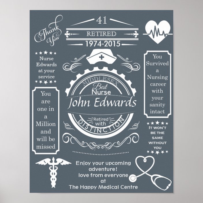 nurse Retirement long service award medical Poster | Zazzle.com