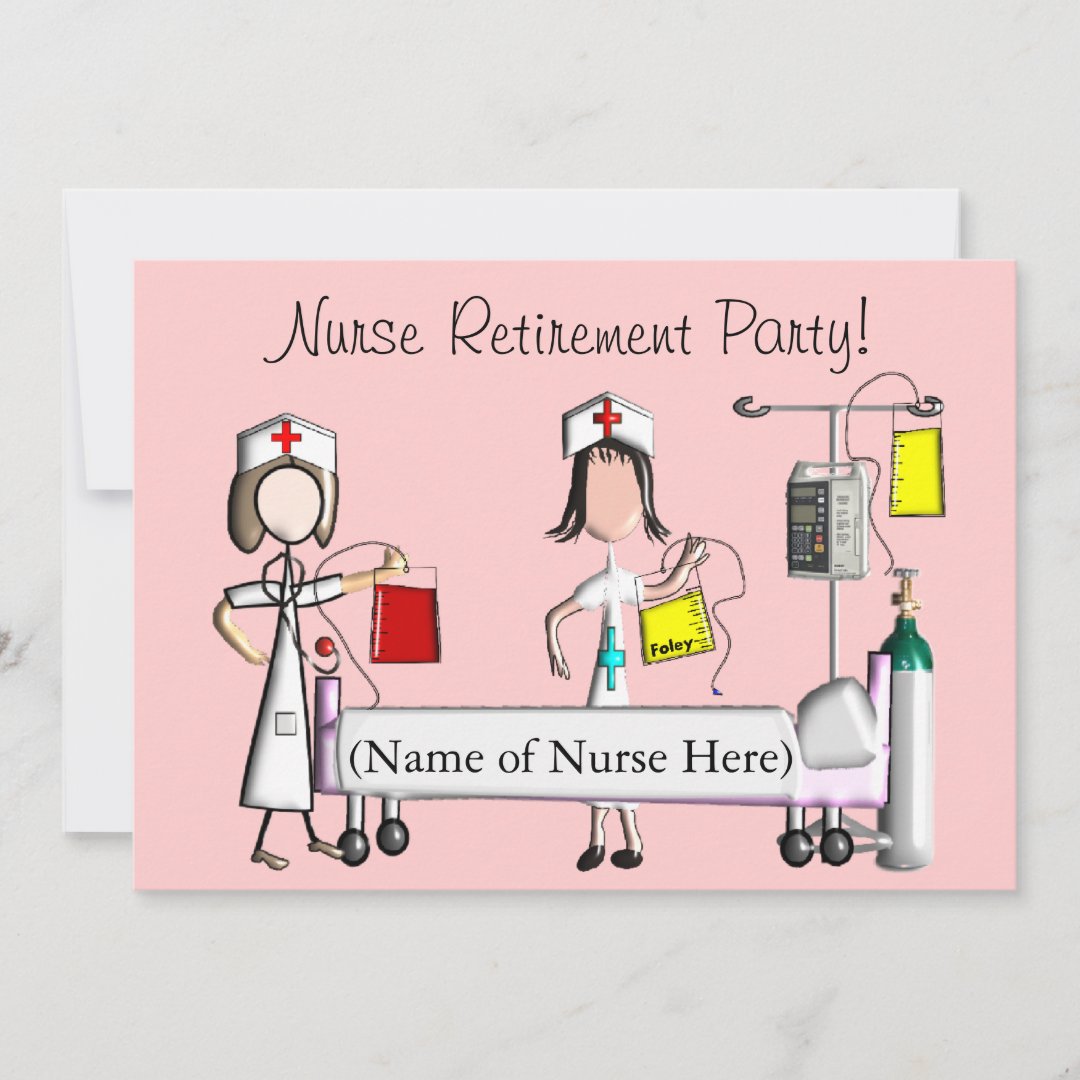 Nurse Retirement Party Invitations Pink Hospital | Zazzle
