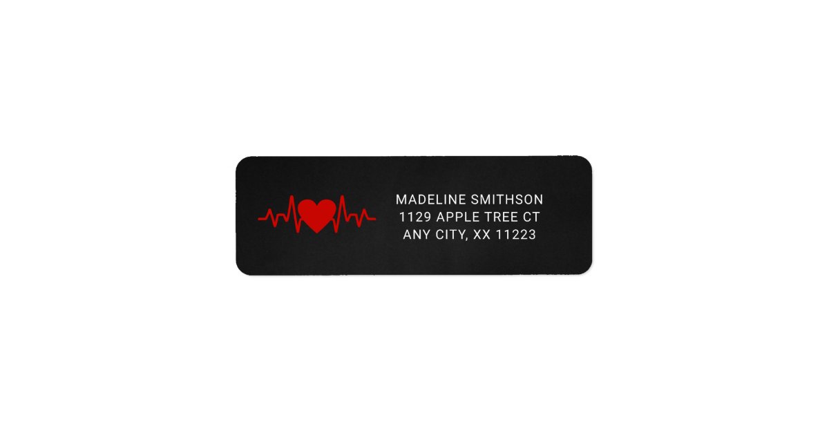 Nurse return address, red heartbeat medical symbol label | Zazzle