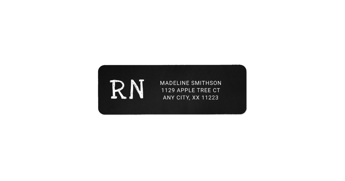 Nurse return address, RN chalkboard Label | Zazzle