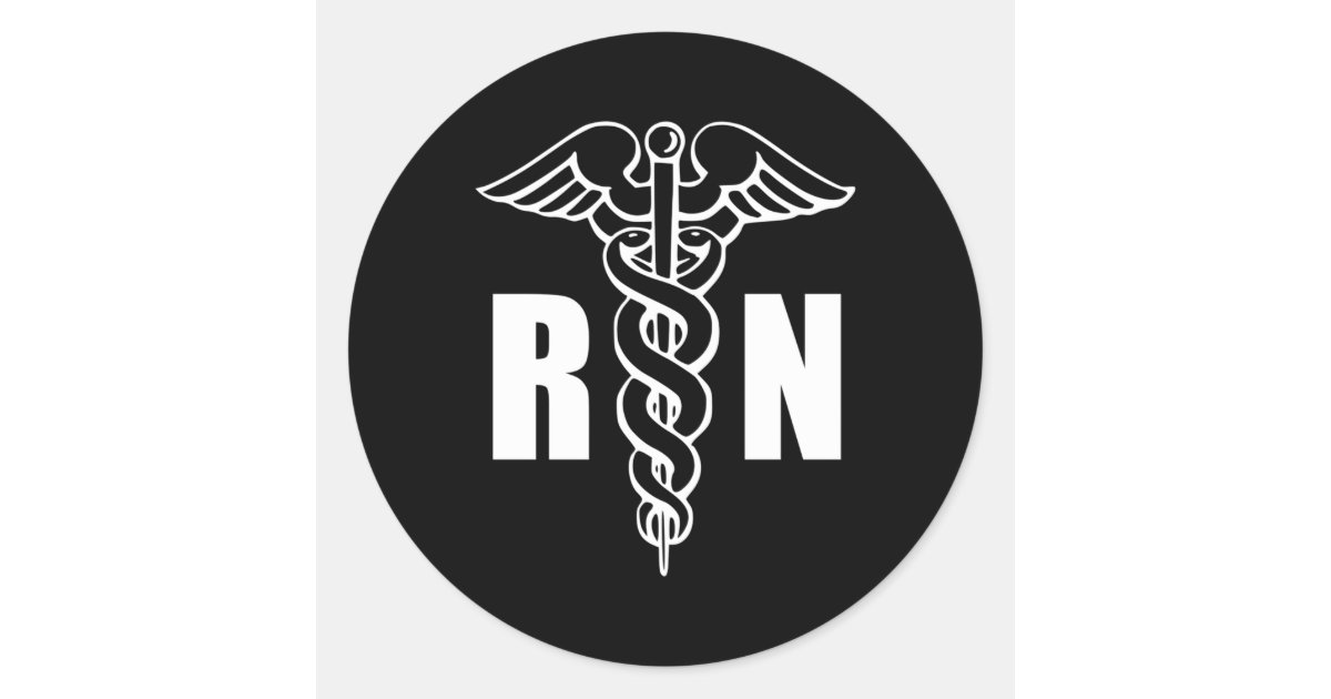 Nurse Rn Caduceus Medical Symbol Nursing Back Classic Round Sticker ...