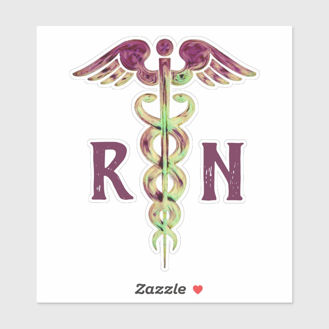 Nurse RN Purple Caduceus Medical Vinyl Stickers | Zazzle