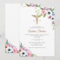 Nurse School Graduation Caduceum Floral Modern Invitation | Zazzle