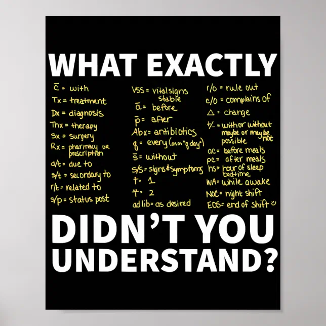 Nurse Shorthand Nurse or Nursing Student Poster | Zazzle