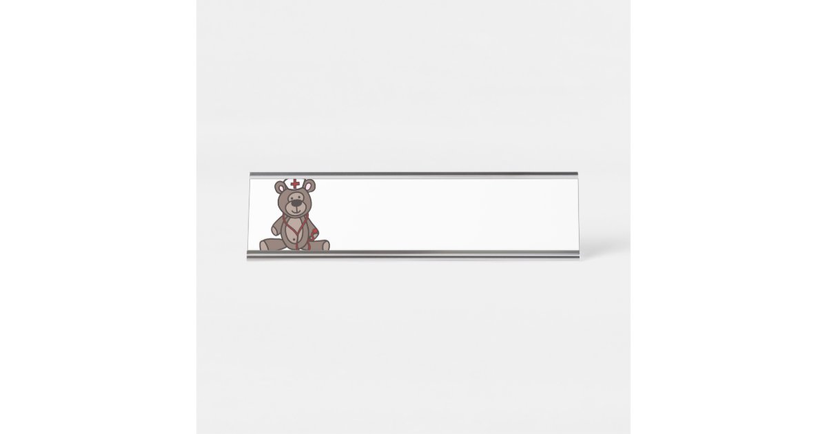 Nurse Teddy Bear Desk Name Plate | Zazzle
