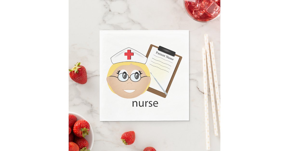 Nurse with Medical Clipboard and Thermometer Napkins | Zazzle
