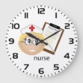 Nurse With Medical Records Large Clock | Zazzle