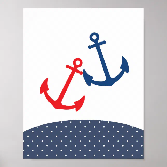 Nursery anchor illustration for nautical themes poster | Zazzle