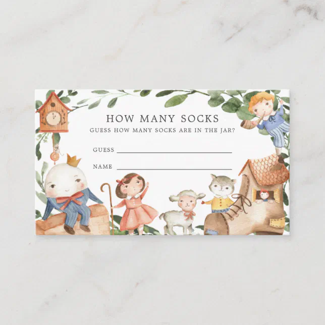 Nursery Baby Shower Guess How Many Socks Card | Zazzle