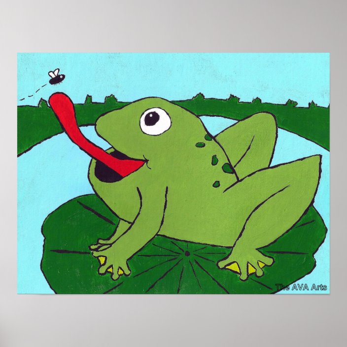 Nursery Decor, Frog catching fly, Hand Drawn Poster | Zazzle.com