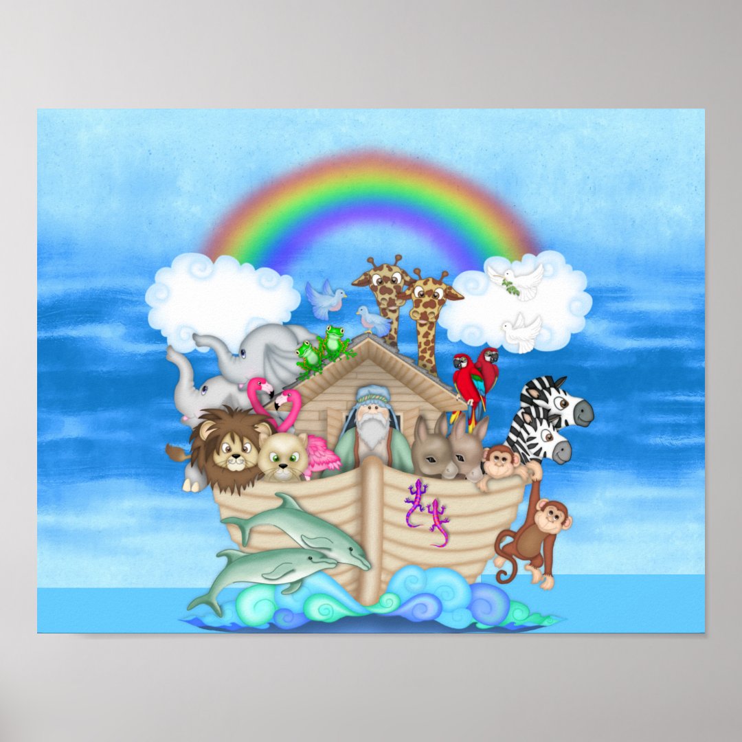 NURSERY DECORATION Noahs Ark RAINBOW MURAL | Zazzle