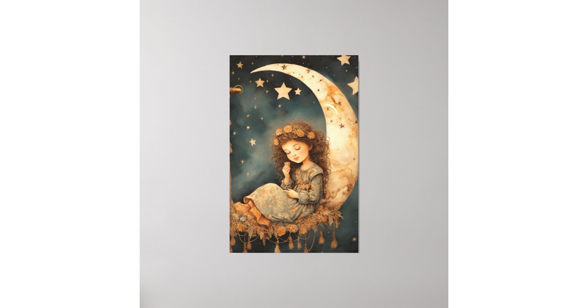 Nursery Luna Child Art Print | Zazzle