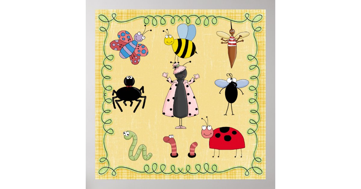 Nursery Poster Bugs | Zazzle