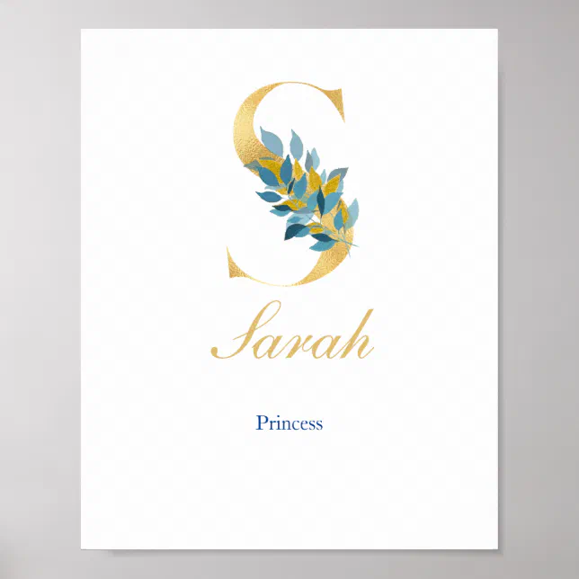 Nursery Print Name, Letter S, Baby girl wall art | Zazzle
