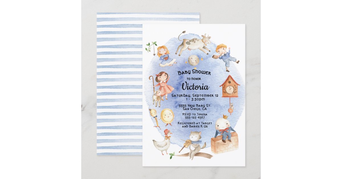 Nursery Rhyme baby shower invitations | Zazzle