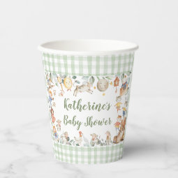 Nursery Rhyme Diddle Greenery Neutral Baby Shower Paper Cups | Zazzle