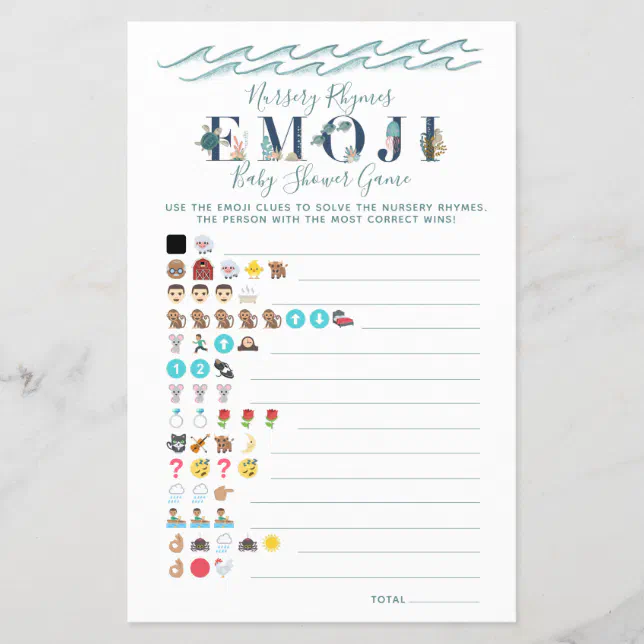 Nursery Rhyme Game Under the Sea Baby Shower Flyer | Zazzle