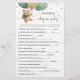 Nursery Rhyme Quiz Game Baby Shower Teddy Bear | Zazzle