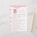 Nursery Rhyme Quiz Game Baby Shower Teddy Bear | Zazzle