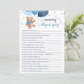Nursery Rhyme Quiz Game Teddy Bear Card | Zazzle