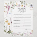 Nursery Rhyme Quiz Wildflower Baby Shower Game | Zazzle