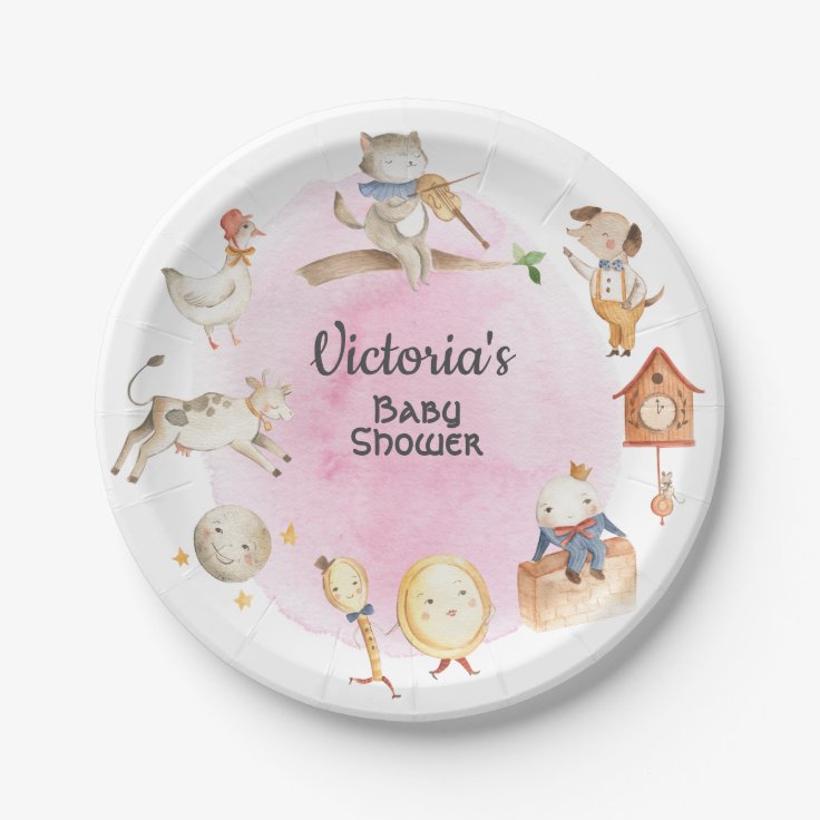 Nursery Rhyme Storybook baby shower Paper Plates | Zazzle
