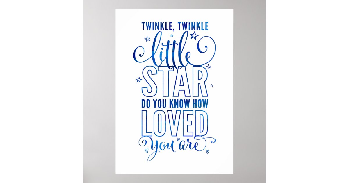 NURSERY RHYME twinkle, twinkle little star blue Poster | Zazzle