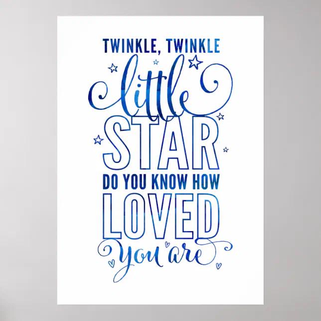NURSERY RHYME twinkle, twinkle little star blue Poster | Zazzle
