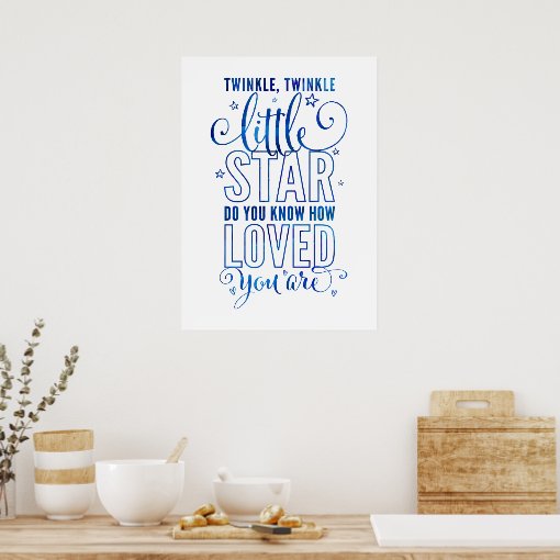 NURSERY RHYME twinkle, twinkle little star blue Poster | Zazzle