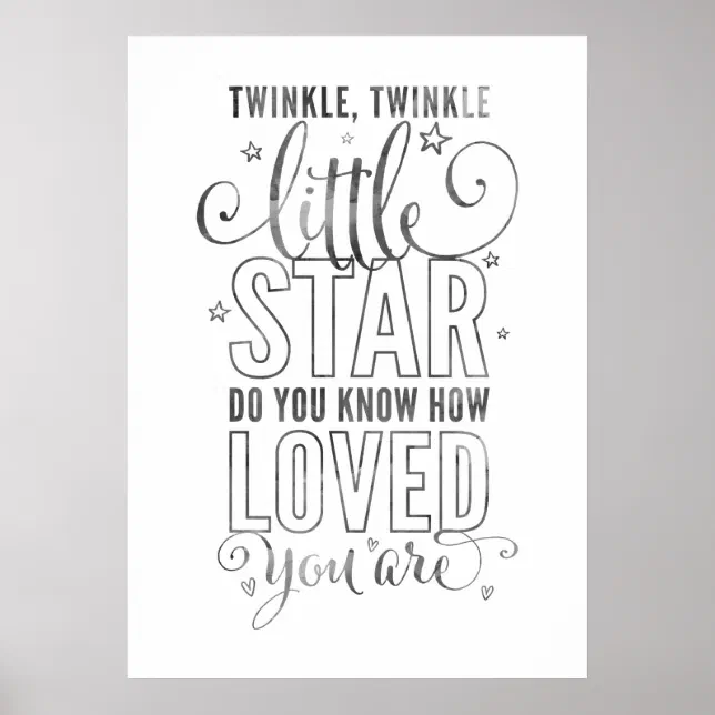 NURSERY RHYME twinkle, twinkle little star grey Poster | Zazzle