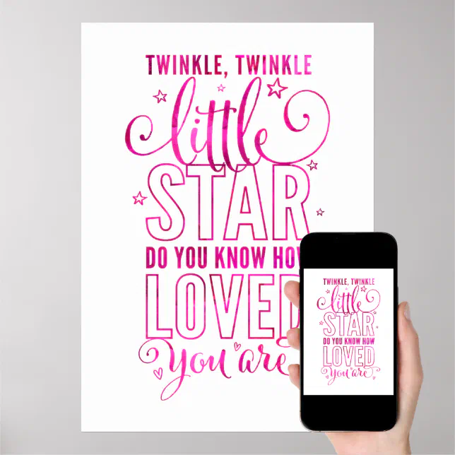 NURSERY RHYME twinkle, twinkle little star pink Poster | Zazzle