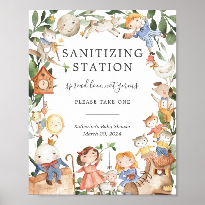 Nursery Rhymes Baby Shower Sanitizing Station Sign | Zazzle.com