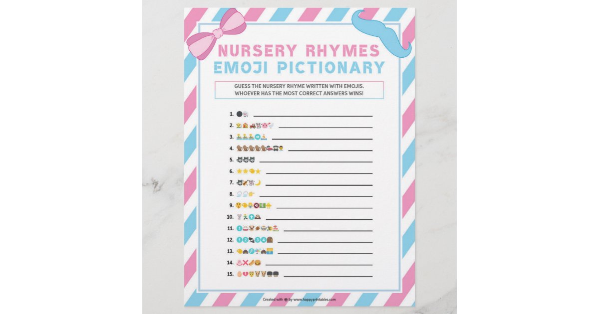 Nursery Rhymes Emoji Pictionary [Gender Surprise] Letterhead | Zazzle