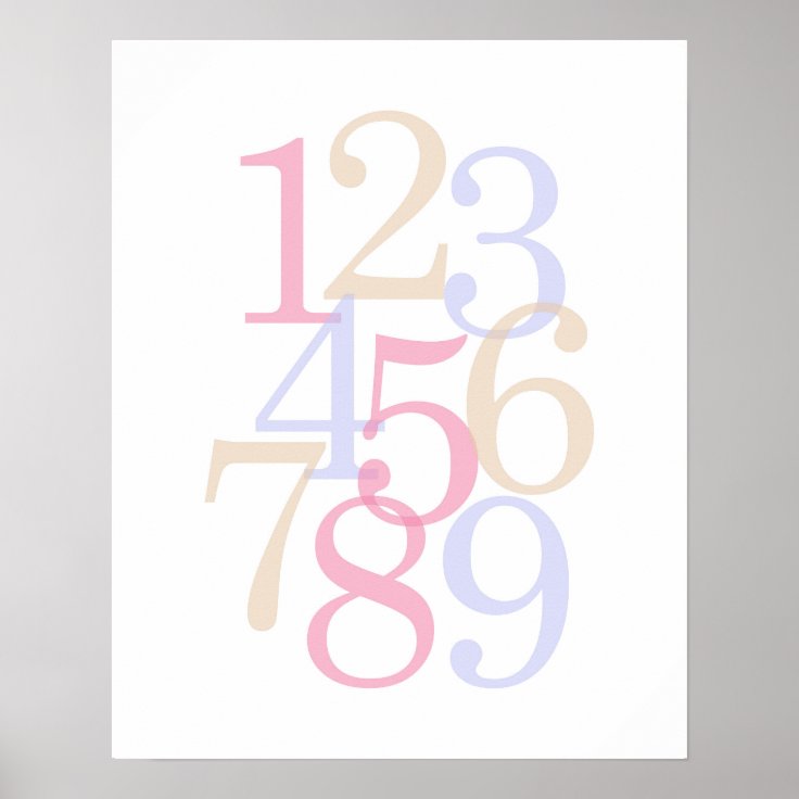 nursery wall art number pink baby girl | Zazzle