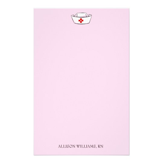 Nurse's Cap Add Name Pink Stationery | Zazzle.com